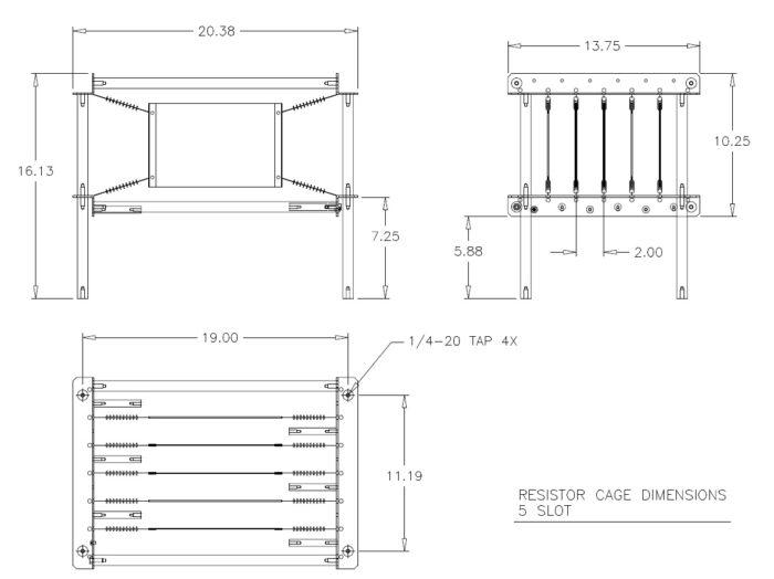 Resistor Cage, 5 slot - RC-5 - OhmWeve Power Resistors